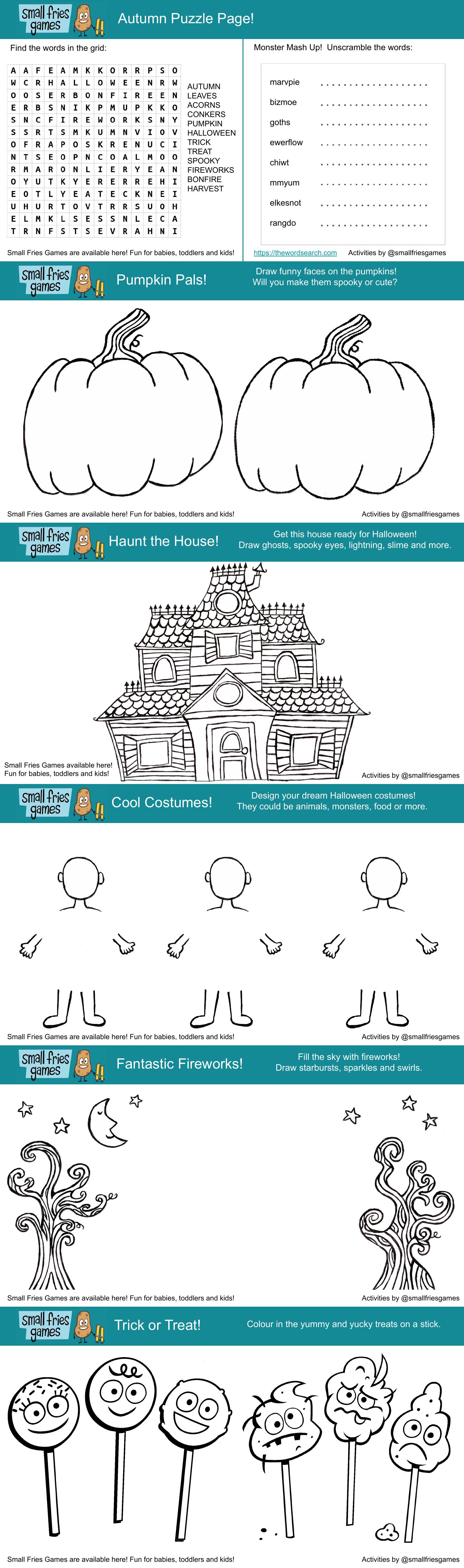 Small Fries Games, Autumn Activity Sheet! | Gifts Handpicked