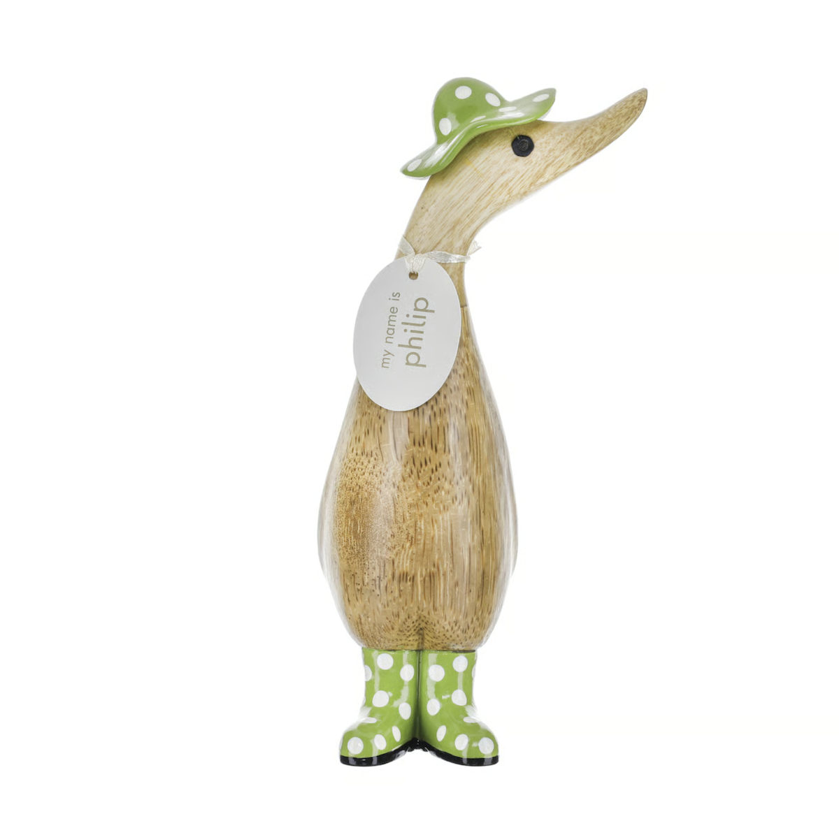 DCUK Spotty Hat & Wellies Wooden Duckling | Gifts Handpicked