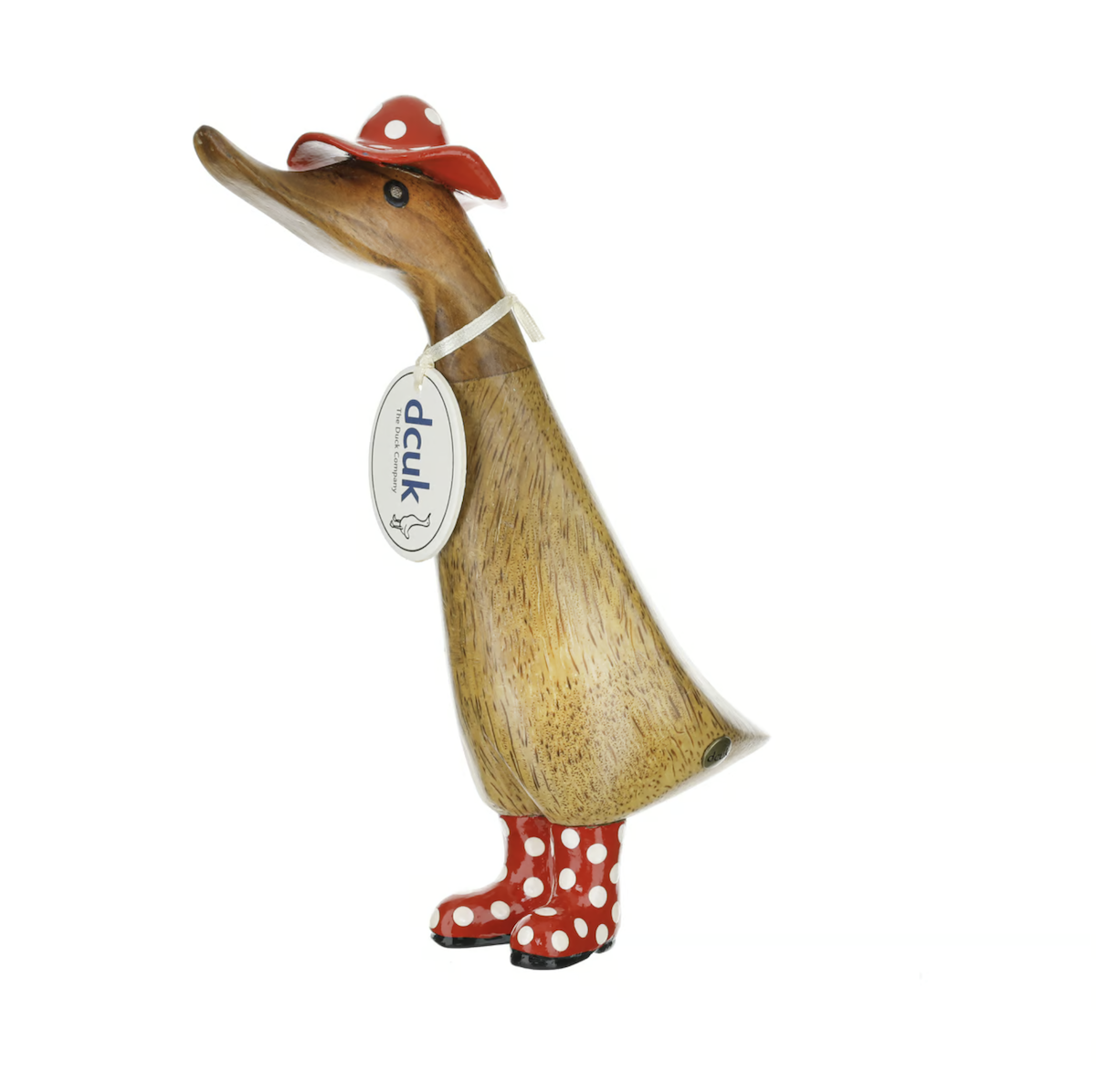 DCUK Spotty Hat & Wellies Wooden Duckling | Gifts Handpicked