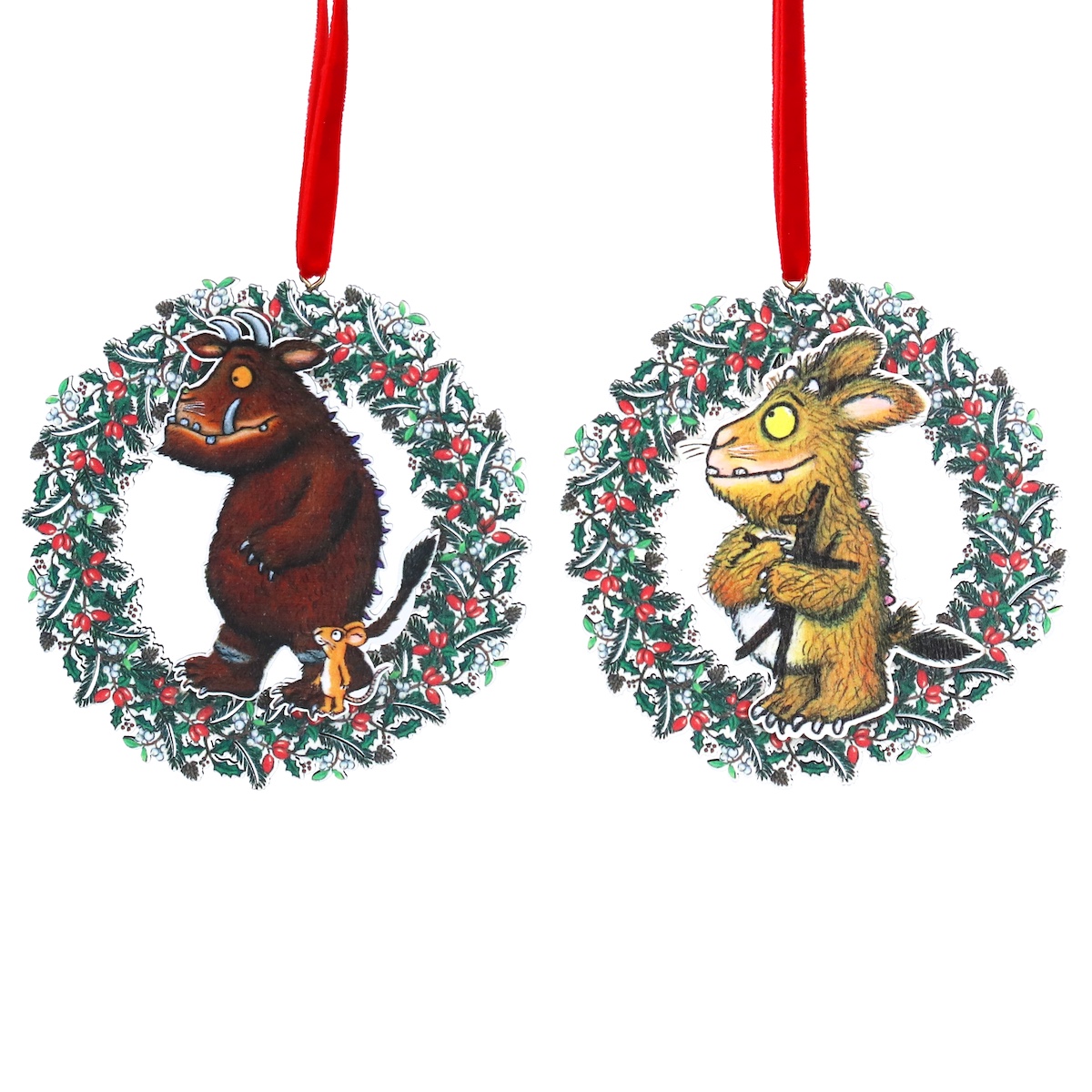Gisela Graham Gruffalo Wooden Wreath Christmas Decorations