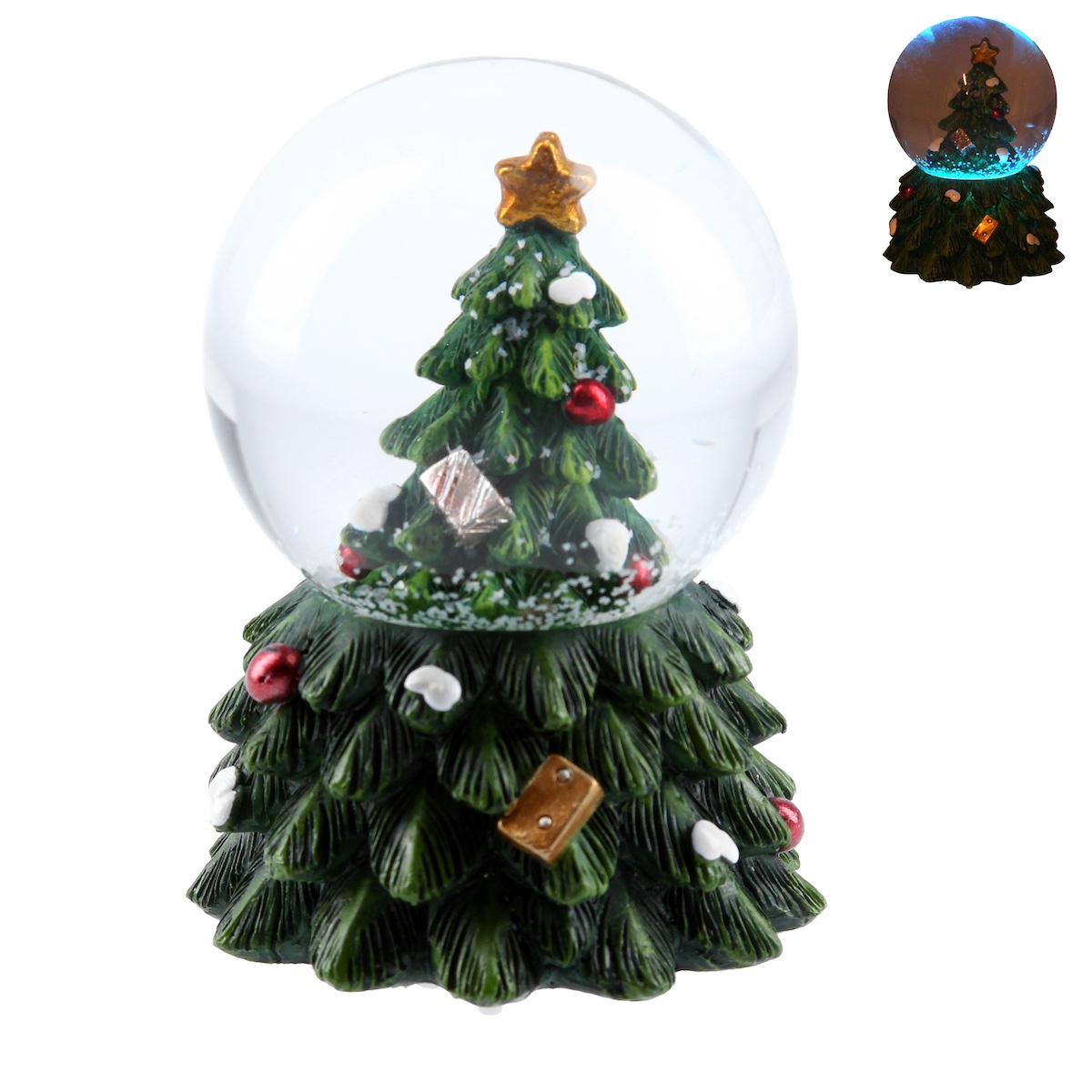 Gisela Graham Light Up Christmas Tree Snow Globe Decoration