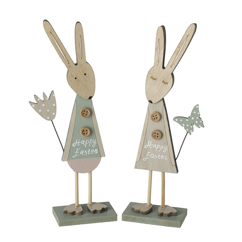 Heaven Sends Wooden Rabbit Pastel Easter Decorations | Gifts