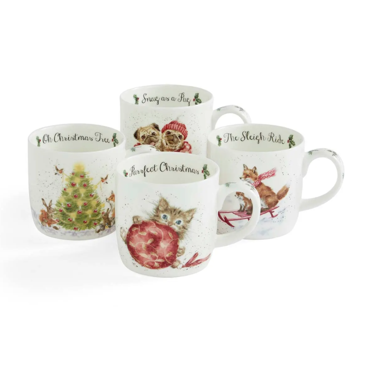 Wrendale Designs Set of 4 Christmas Mugs | Gifts Handpicked