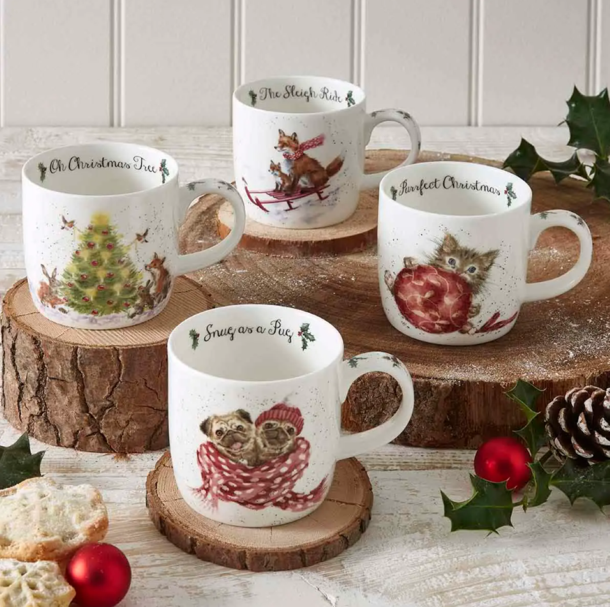 Wrendale Designs Set of 4 Christmas Mugs | Gifts Handpicked