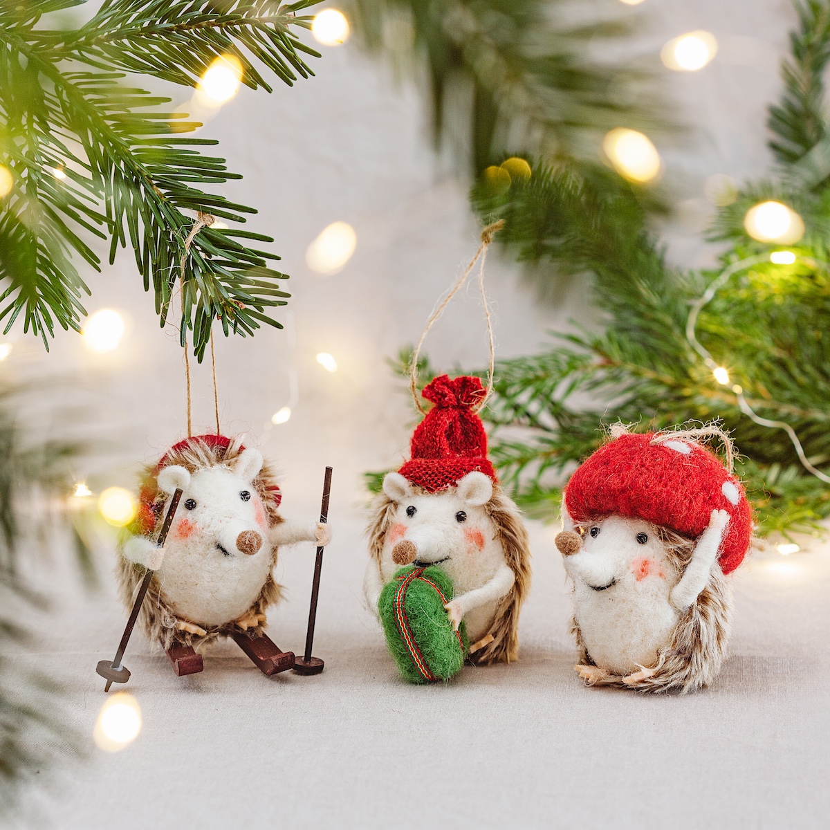 Sass & Belle Festive Hedgehog Christmas Decorations | Gifts