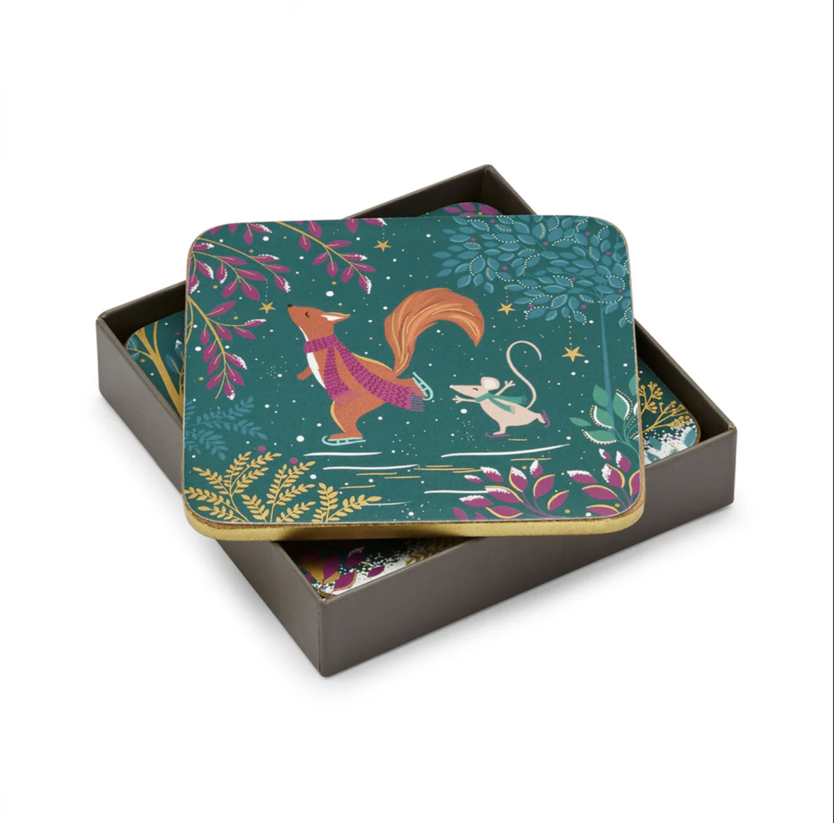 Sara Miller Woodland Tales Christmas Coasters | Handpicked