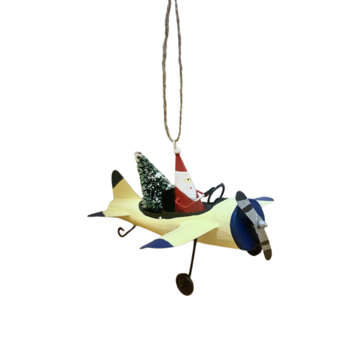 Shoeless Joe Santa in an Aeroplane Christmas Tree Decoration