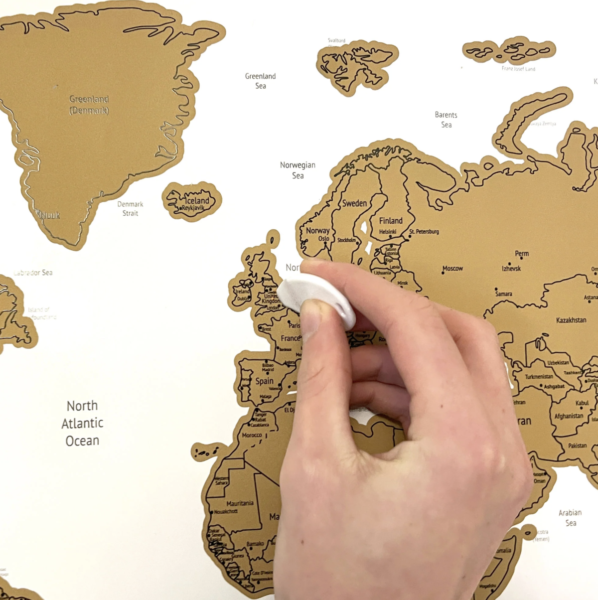 White Scratch Off World Travel Map | Gifts from Handpicked