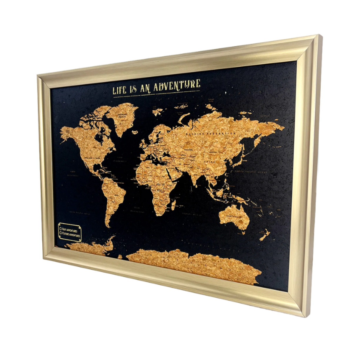 Black & Gold Travel Map with Pins | Gifts from Handpicked