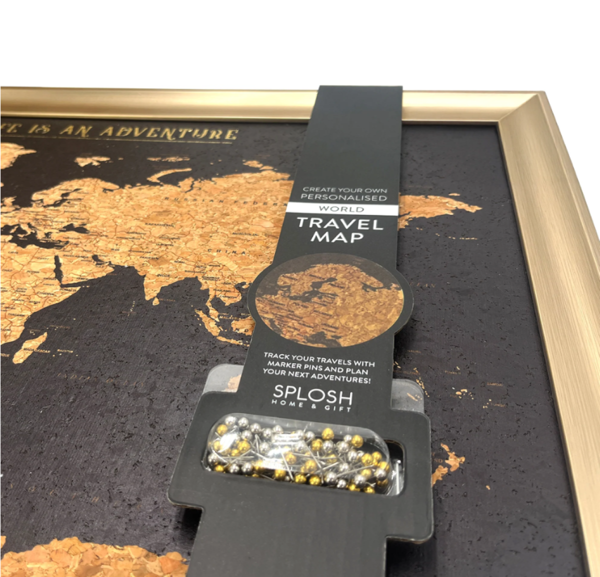 Black & Gold Travel Map with Pins | Gifts from Handpicked