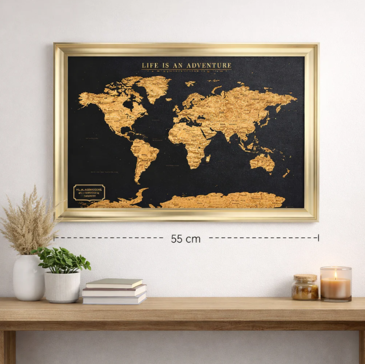 Black & Gold Travel Map with Pins | Gifts from Handpicked